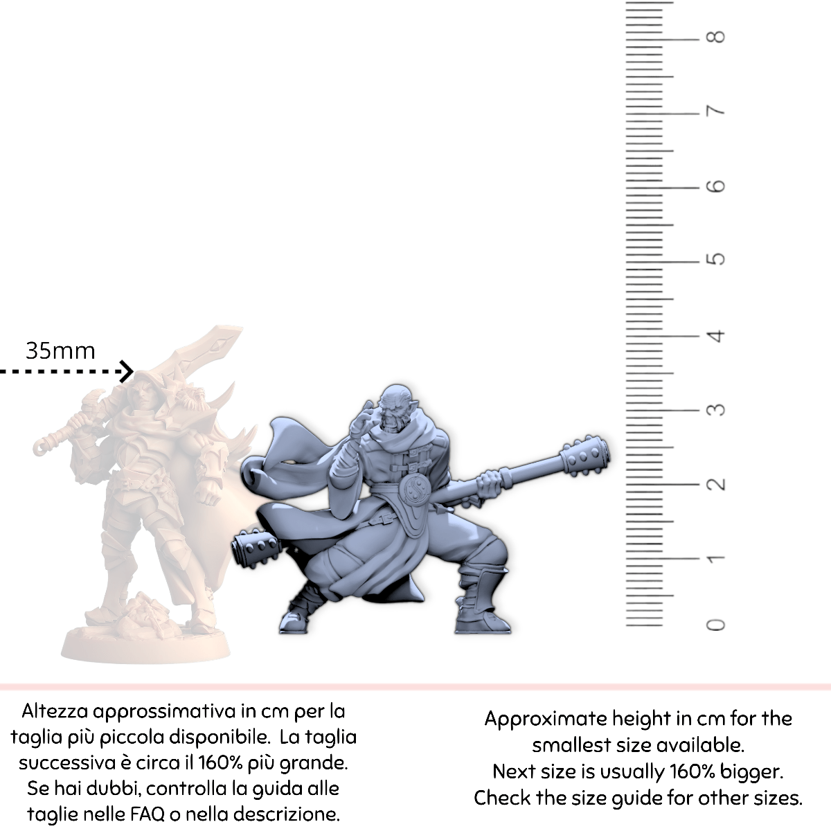 Throk orco mezz'orco monaco con bastone | miniatura 3D resina | Terre