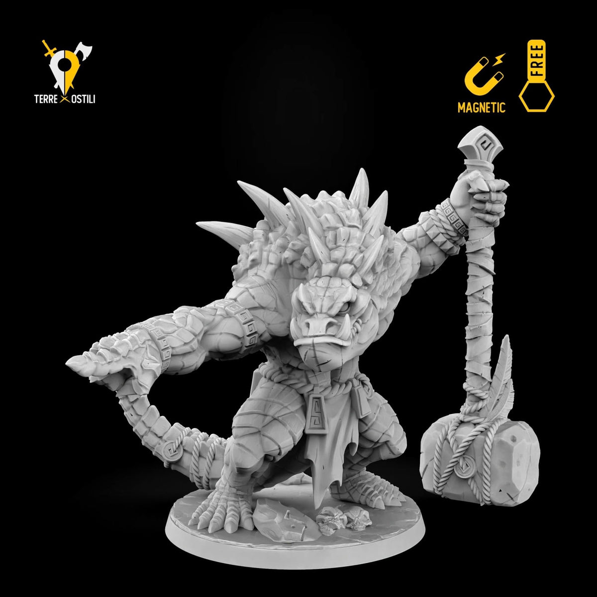 Lucertoloide antico capo guerriero umanoide miniatura 3D