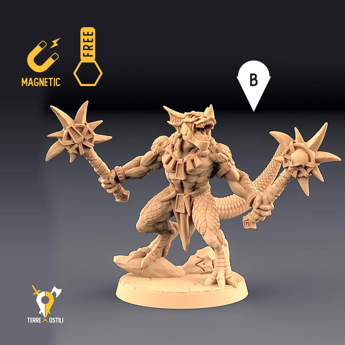 Lucertoloide guerriero umanoide miniatura 3D