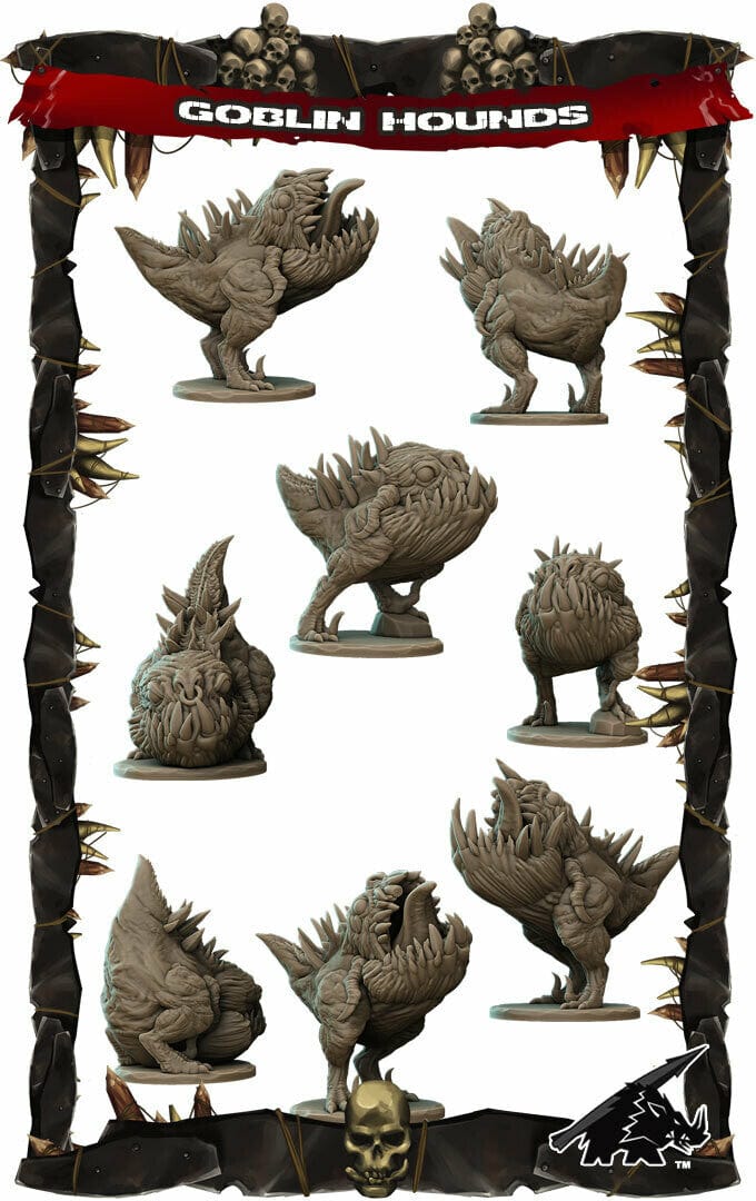 Mastino mostro cacciatore di goblin squig miniatura 3d resina